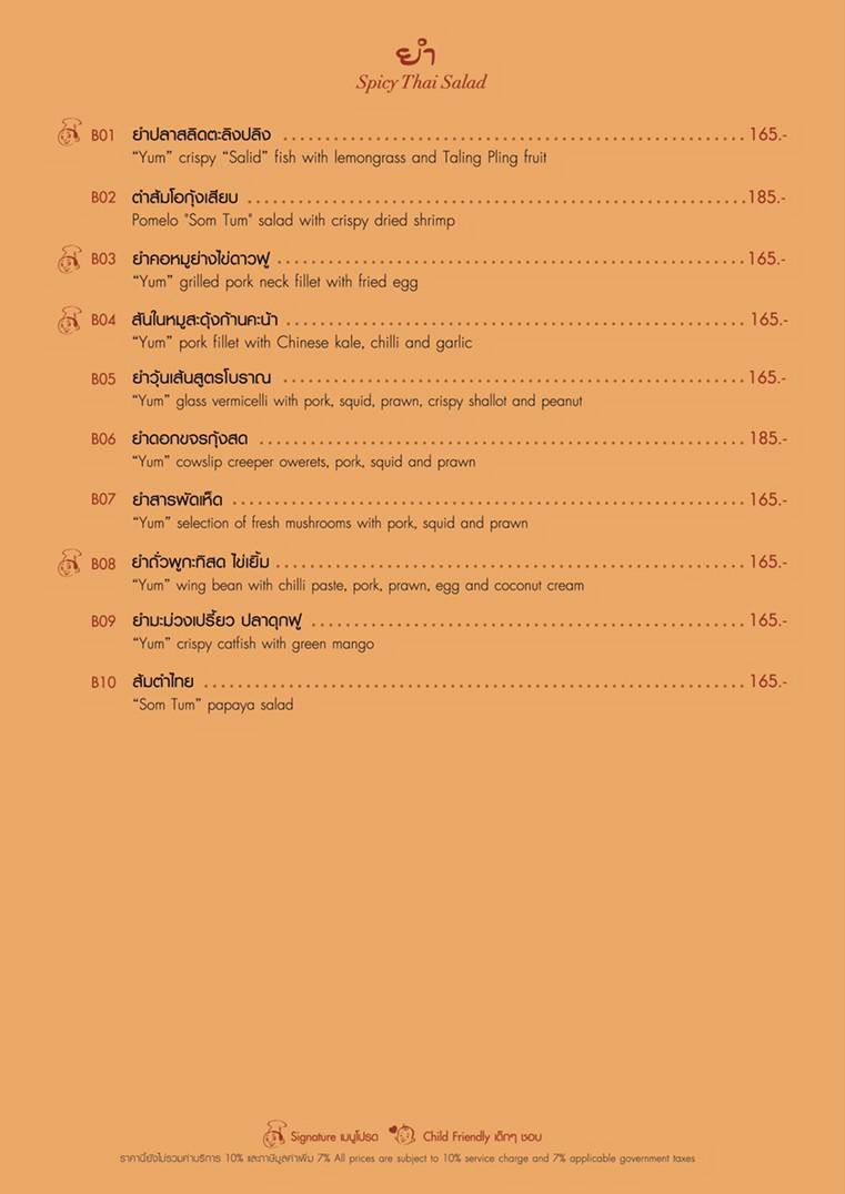 Menu at Taling Pling Sukhumvit 34 restaurant, Bangkok, 25 Soi Sukhumvit 34