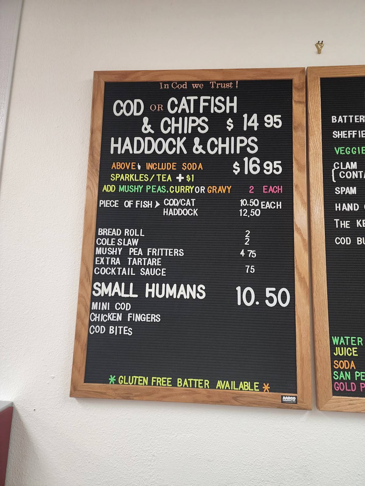Menu at The Codfather restaurant, Henderson