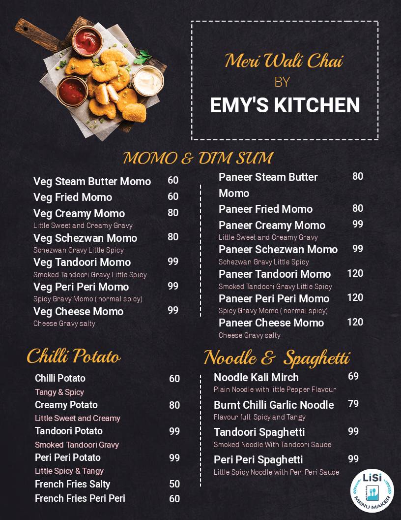 Menu at The Emy's kitchen, Bareilly