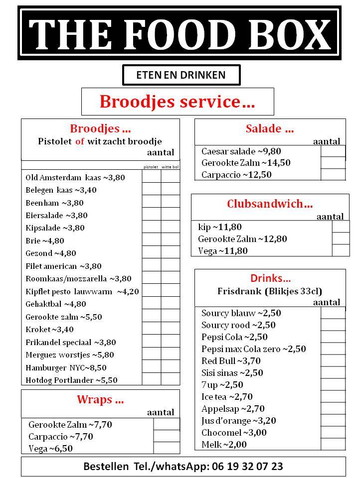 Carta de The Food Box, Middenmeer