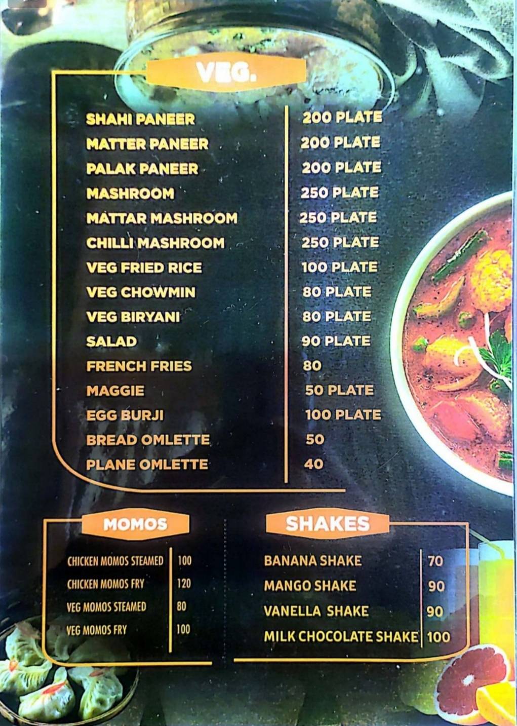 Menu at The North Cafe Wadura, India