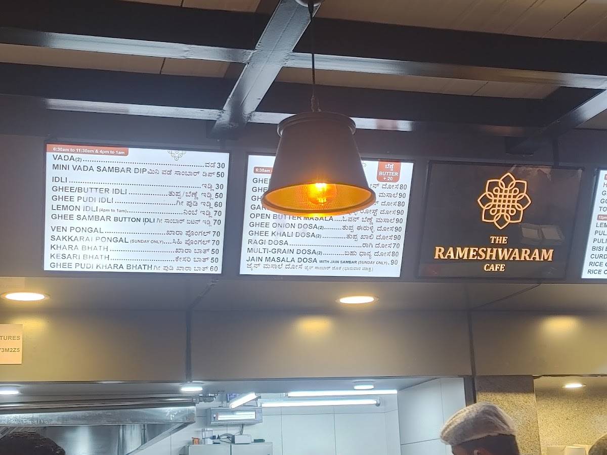Menu at The Rameshwaram Cafe, Bengaluru