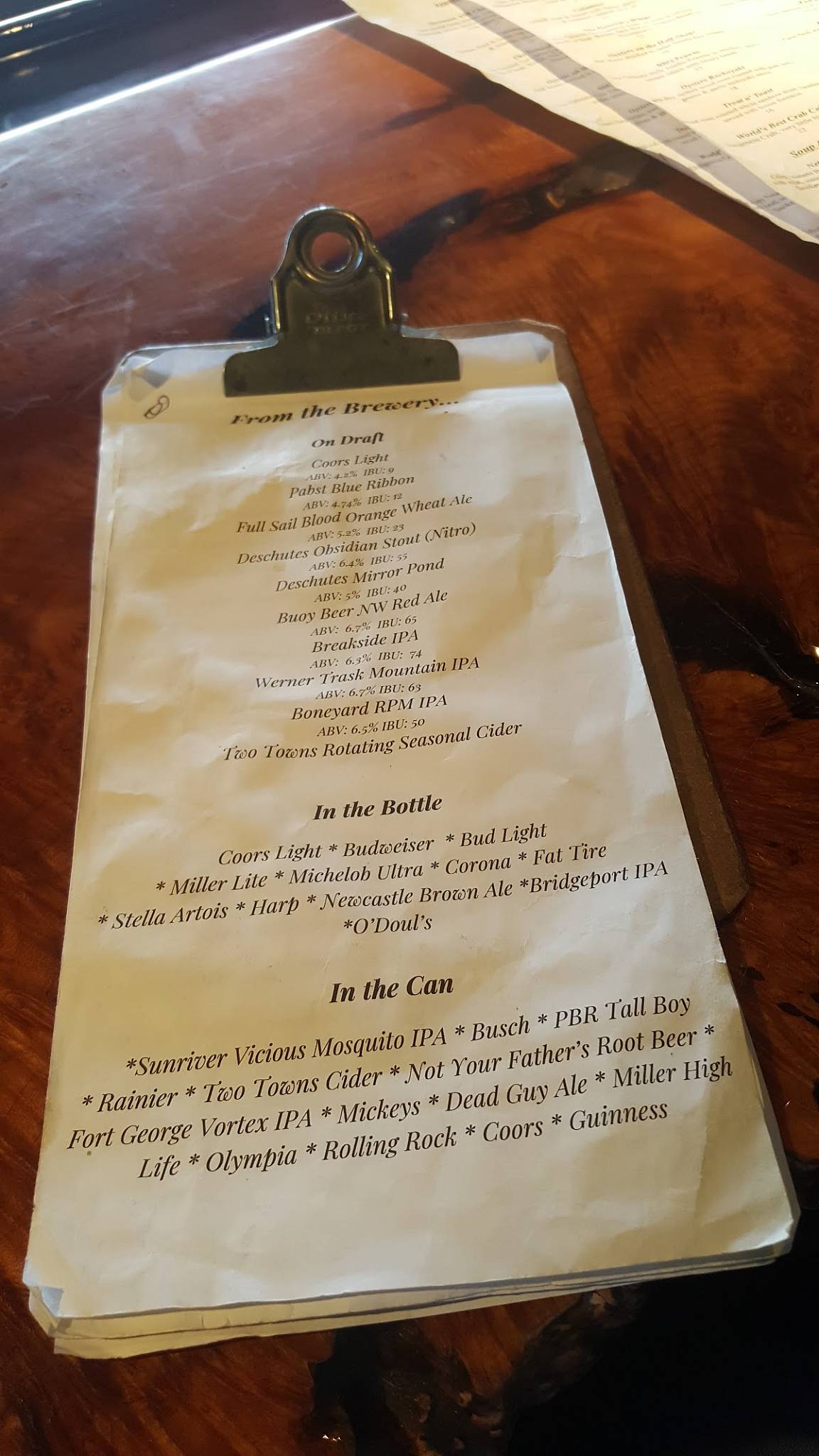 Menu at The Schooner Restaurant & Lounge, Netarts