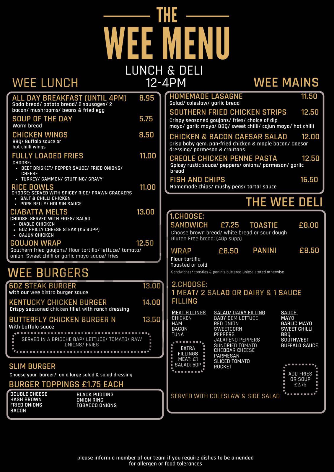 Menu at The Wee Bistro restaurant, Glengormley