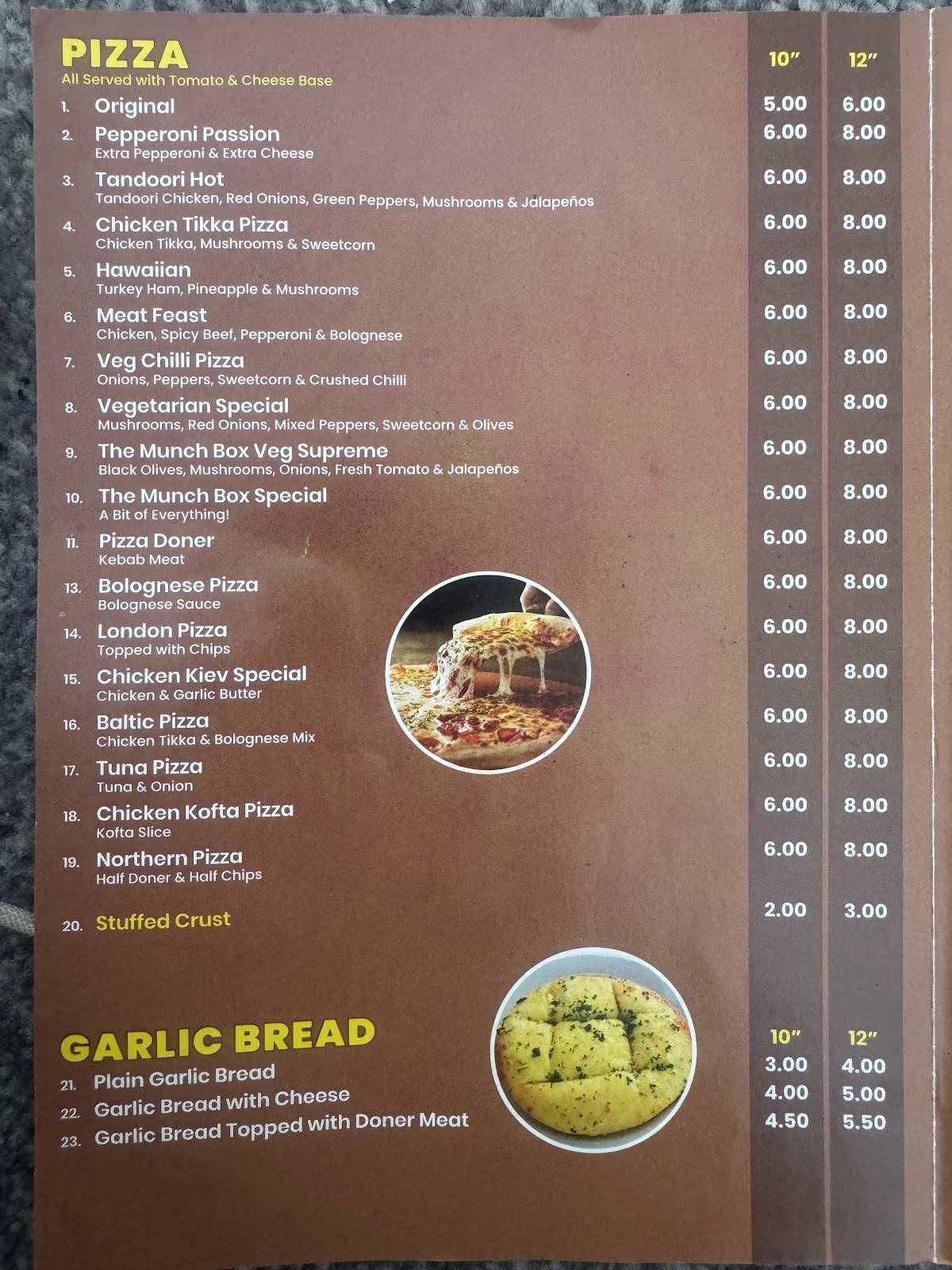 Menu at The munch box, Stockton-on-Tees