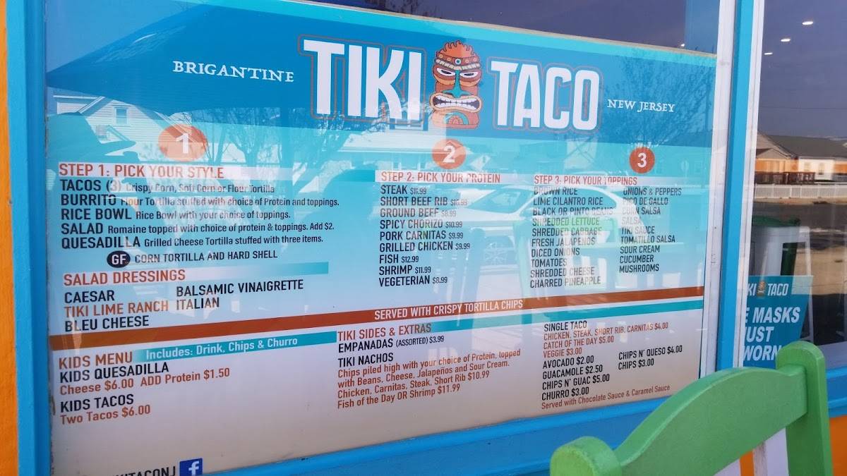Menu at Tiki Taco restaurant, Brigantine
