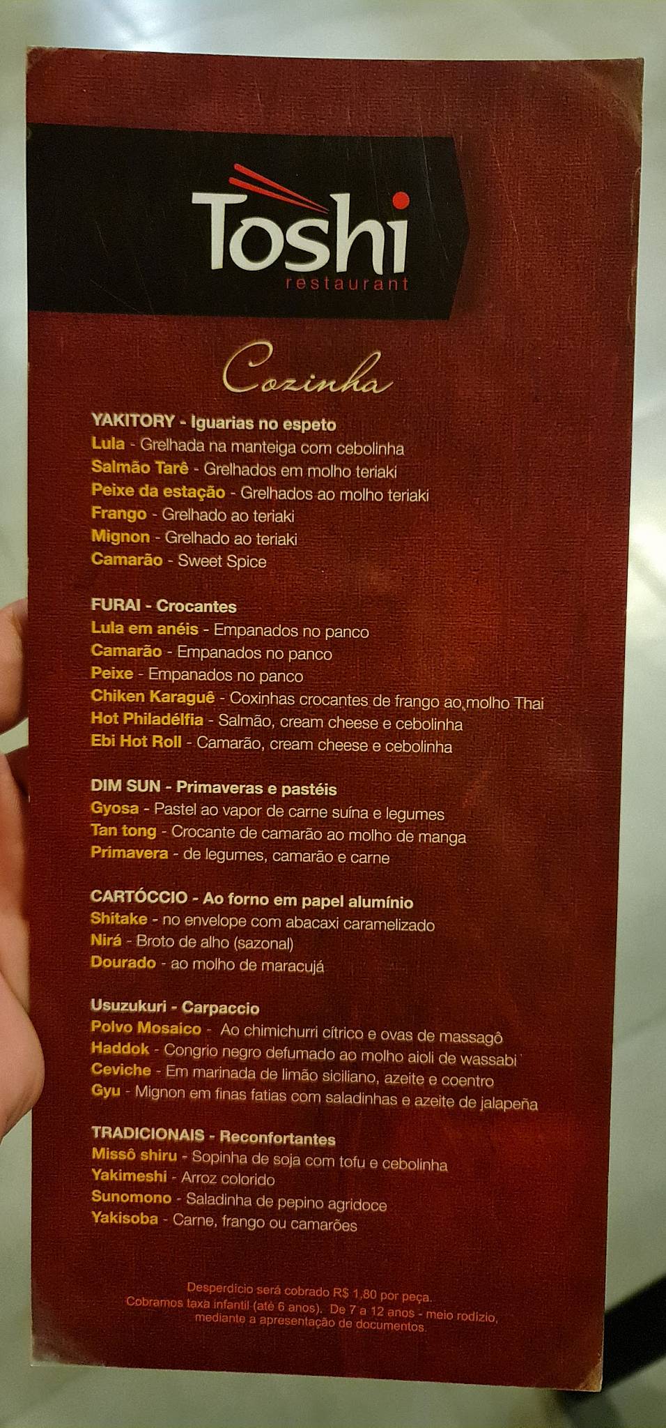 Menu em Toshi delivery restaurante, São Pedro da Aldeia