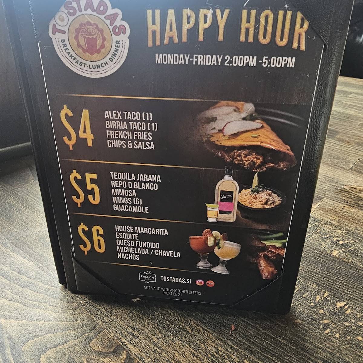 Menu at Tostadas restaurant, Campbell