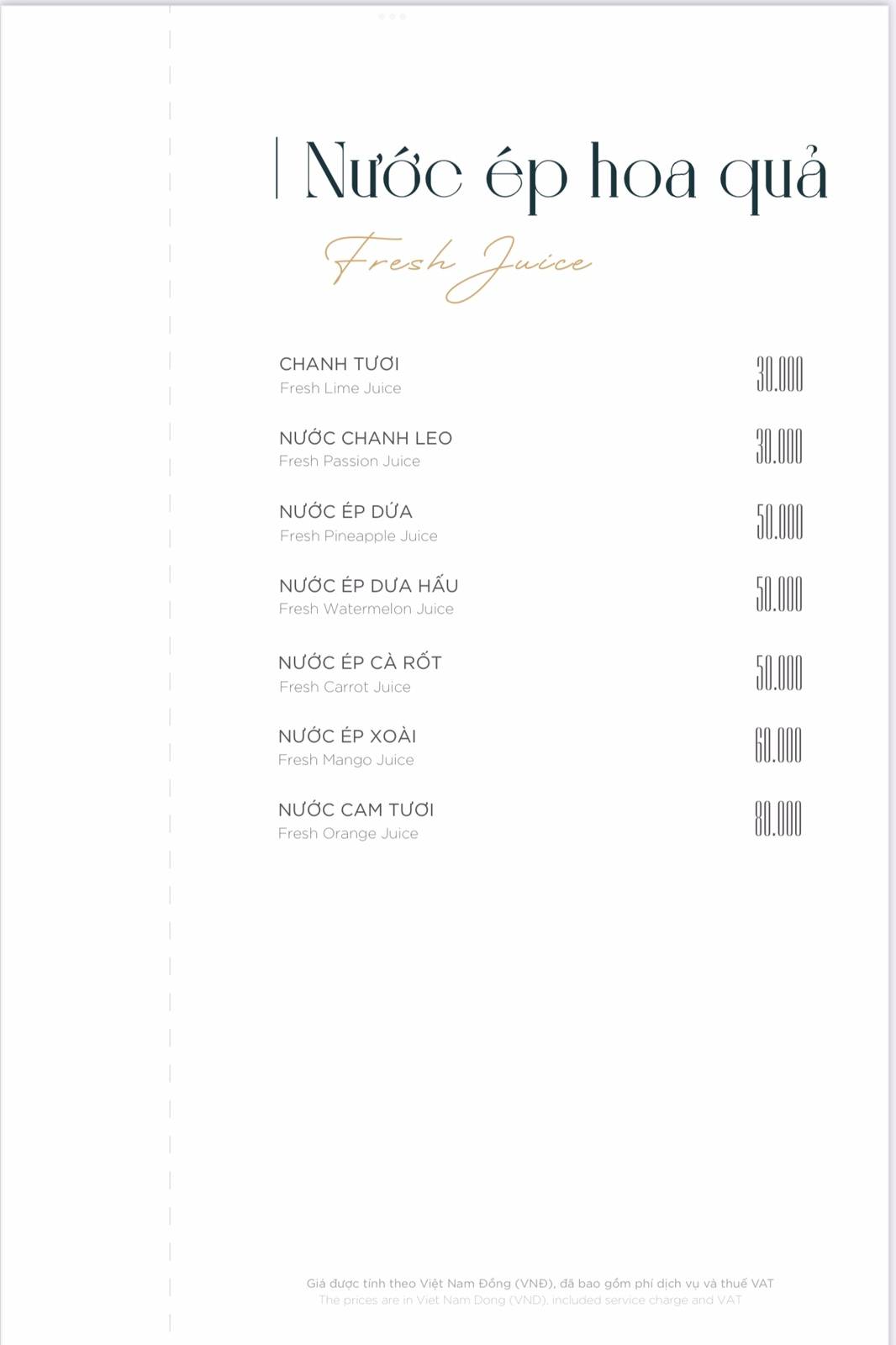 Menu at Venus Bistro - Coffee & Restaurant, Phúc Yên