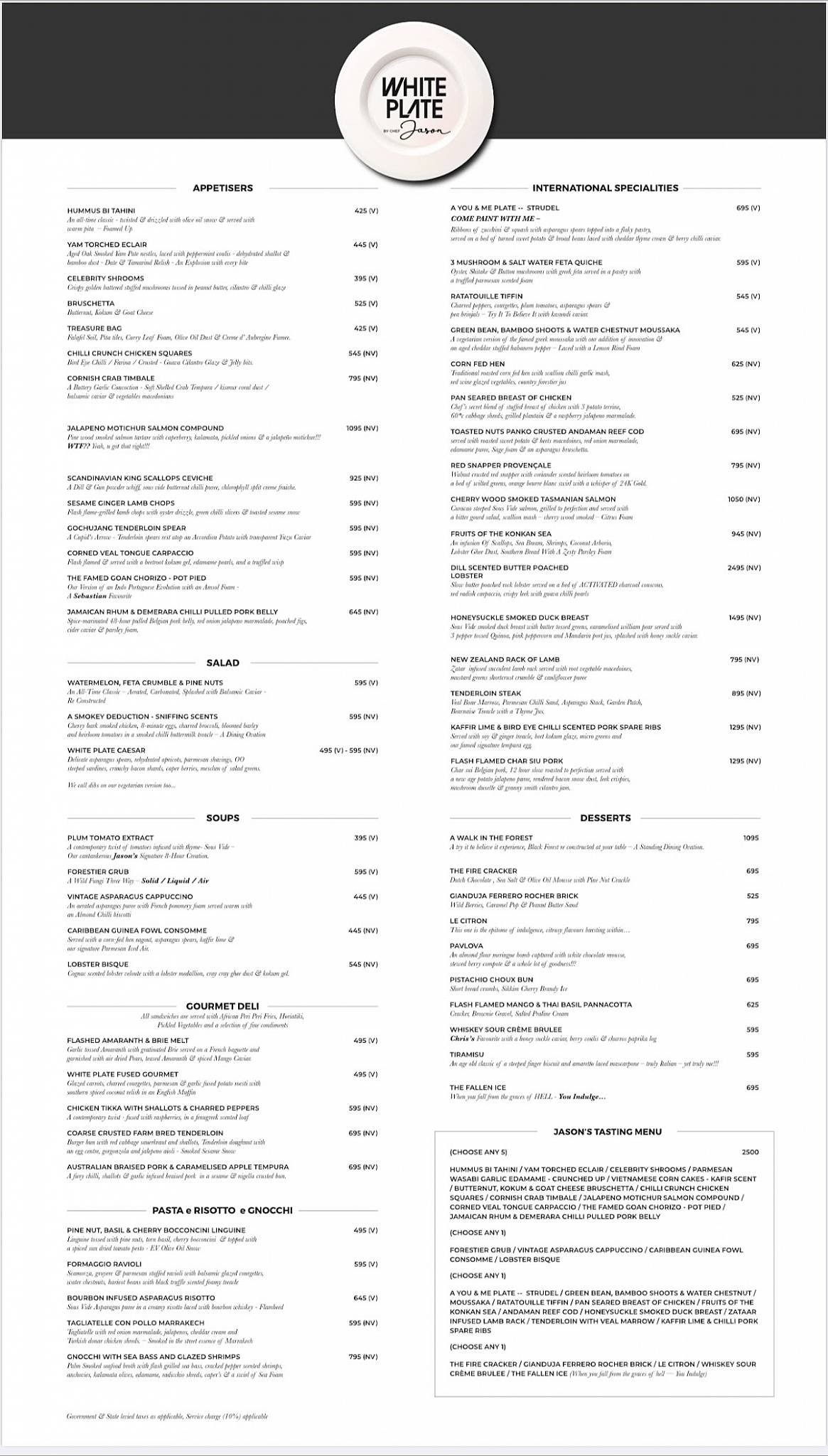 Menu at White Plate By Chef Jason, Candolim
