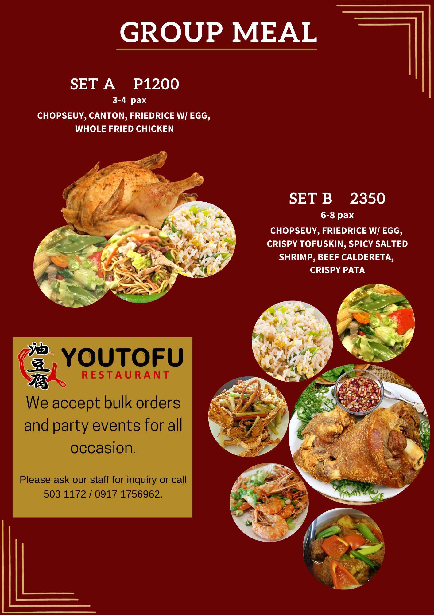 Menu at YOUTOFU Restaurant, San Pablo City, Cosico Ave