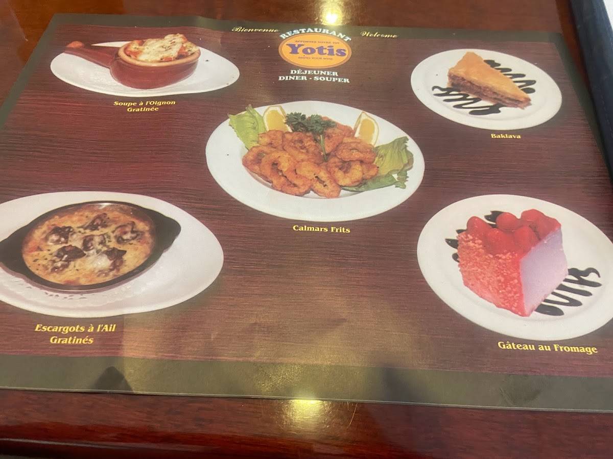 Menu au Restaurant Yotis, Montréal
