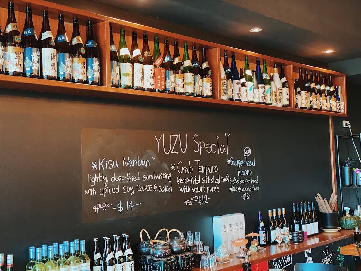 Menu at Yuzu Sushi restaurant, Newington