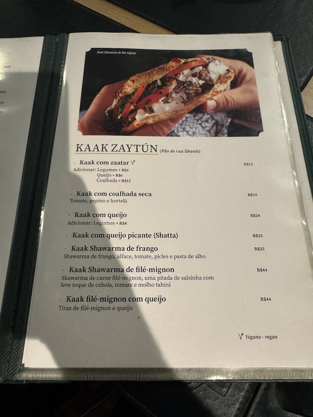 Menu em Zaytún (lebanese Street Food) restaurante, São Paulo