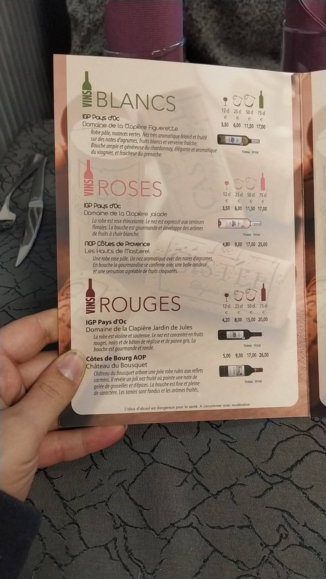 Menu au Chez Stéphanie restaurant, Darney