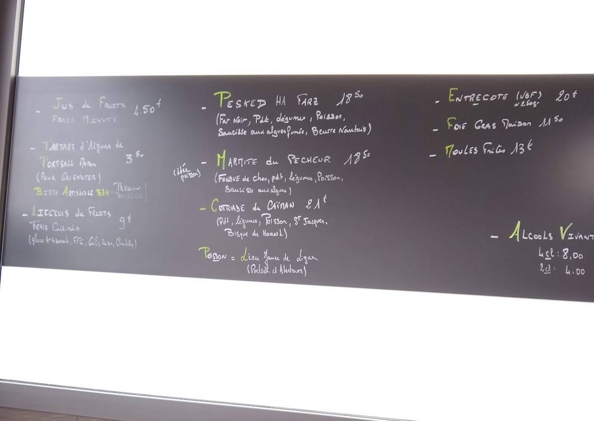 Menu at Restaurant le Caïman, Ploudalmézeau