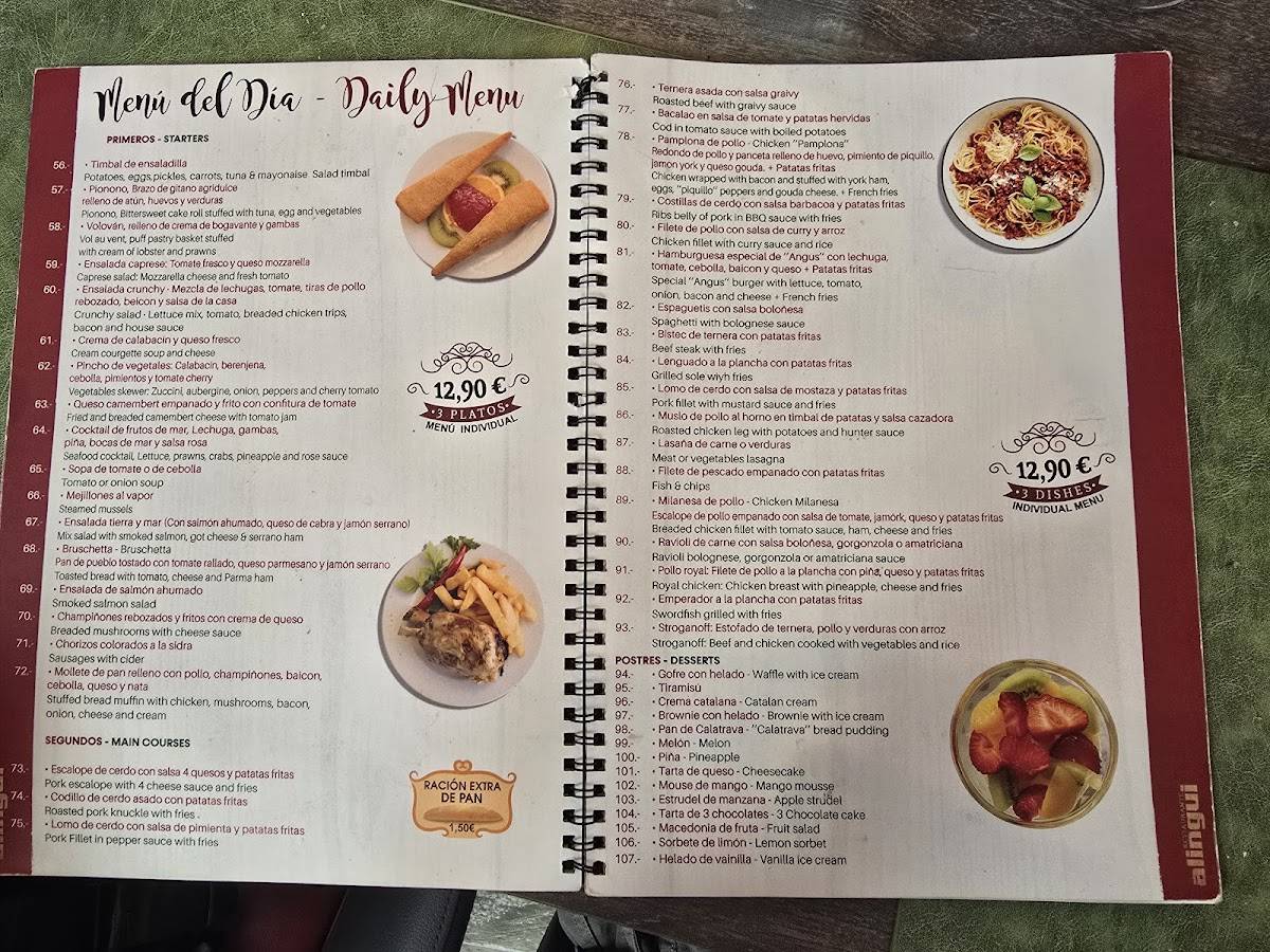 Menu at Restaurante Alingui, Torrevieja, Pl. Waldo Calero