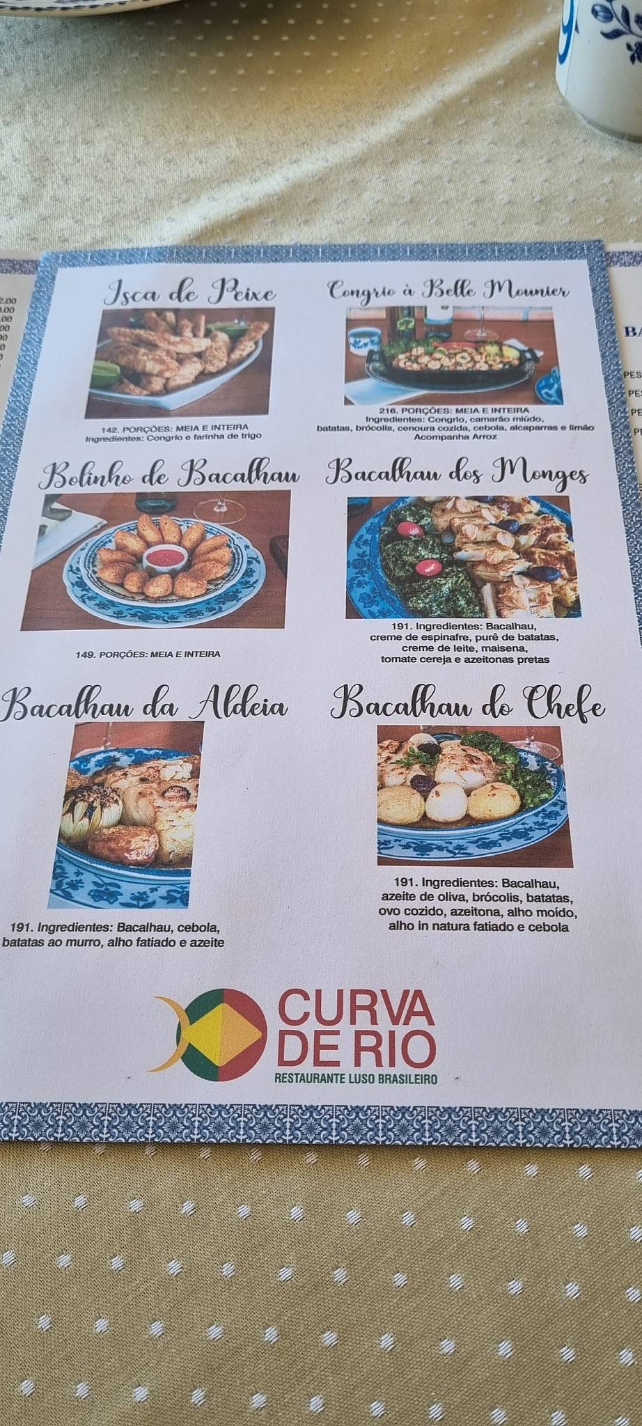Menu em Restaurante Curva de Rio, Ribeirão Preto, R. Paschoal Bardaro