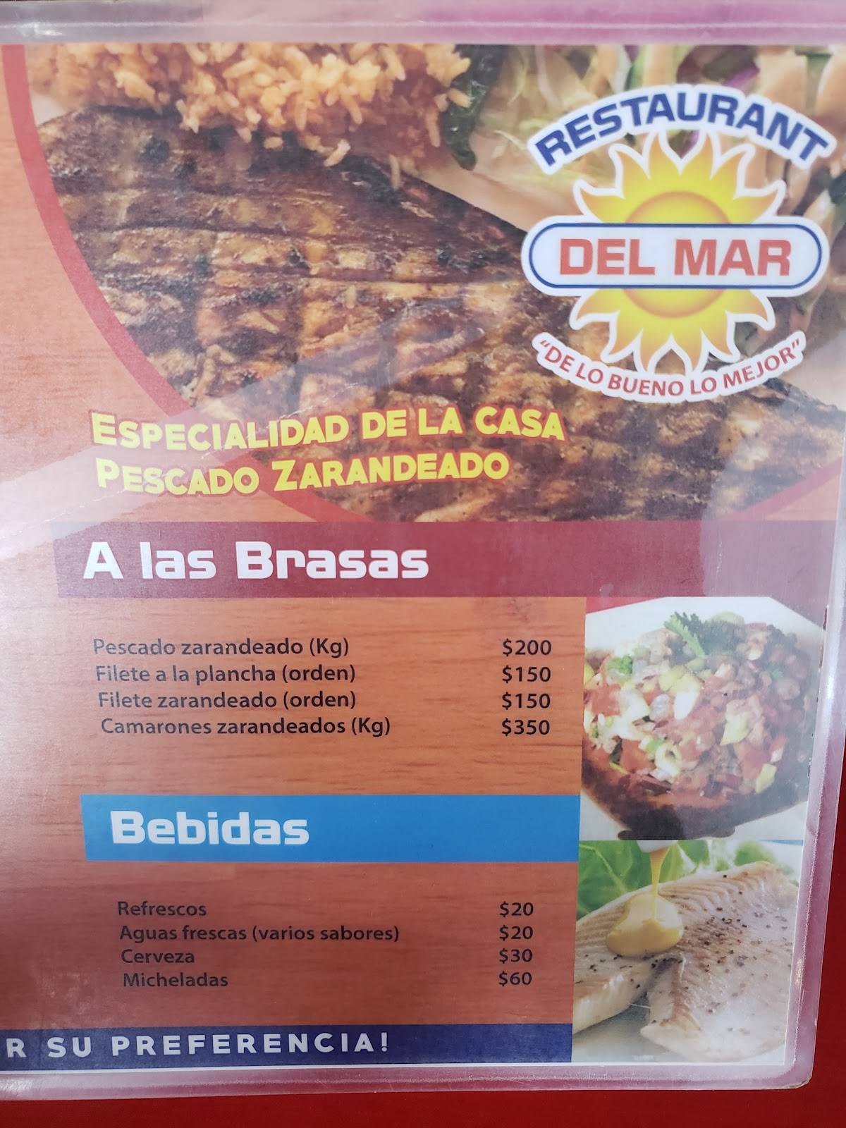 Menu at Restaurante Del Mar, Mexico