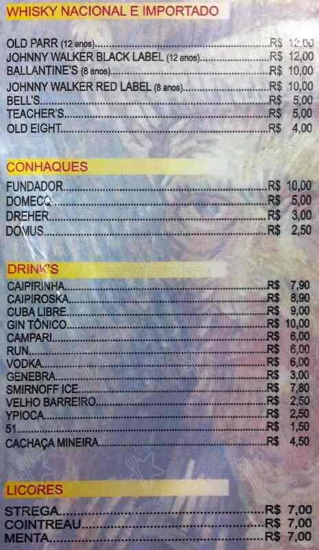 Menu em Restaurante Van Gogh, Salvador