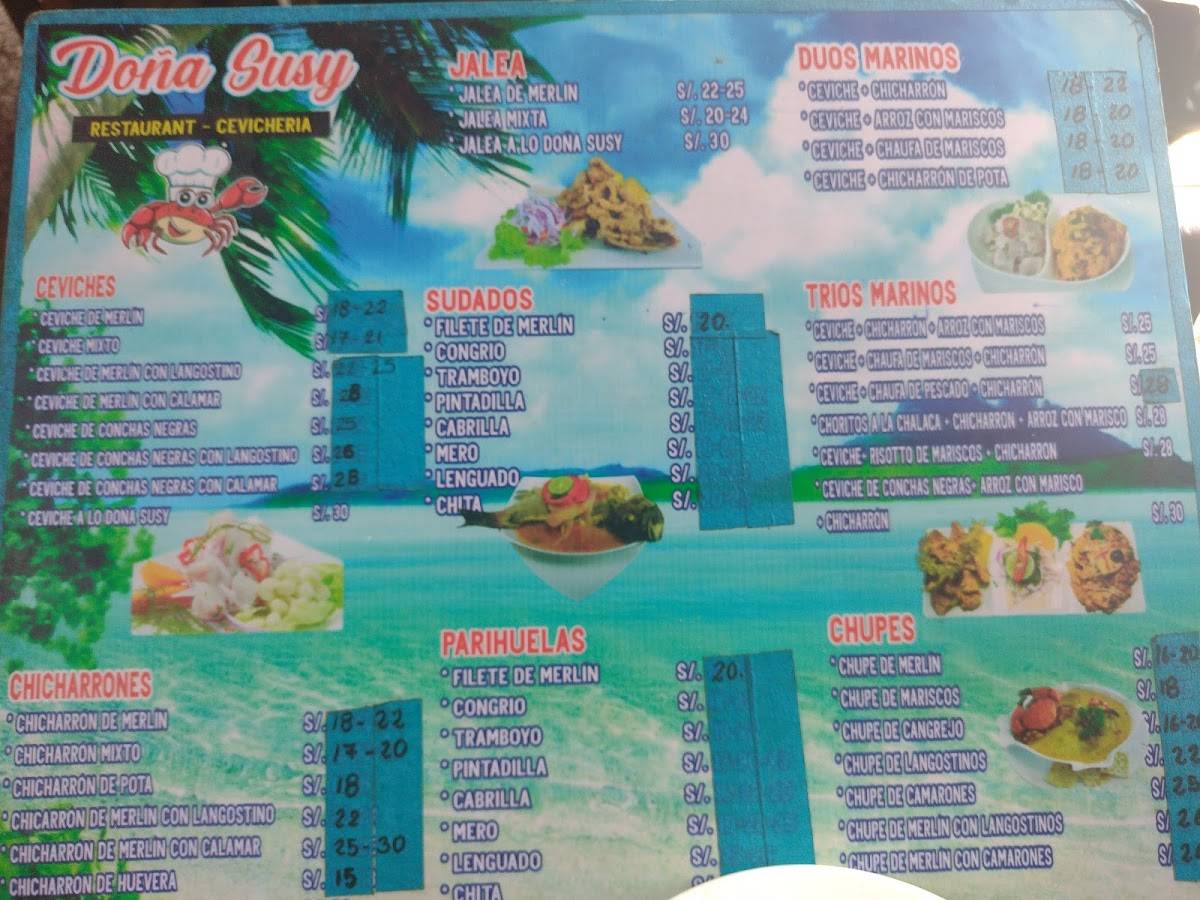 Carta de Restaurante cevichería DOÑA SUSY-PUENTE PIEDRA.., Puente Piedra