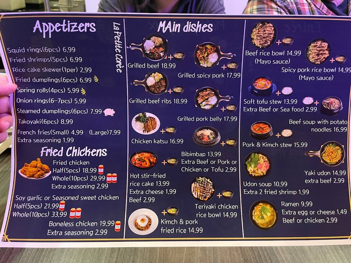 Menu au Resto La Petite Corée restaurant, Châteauguay