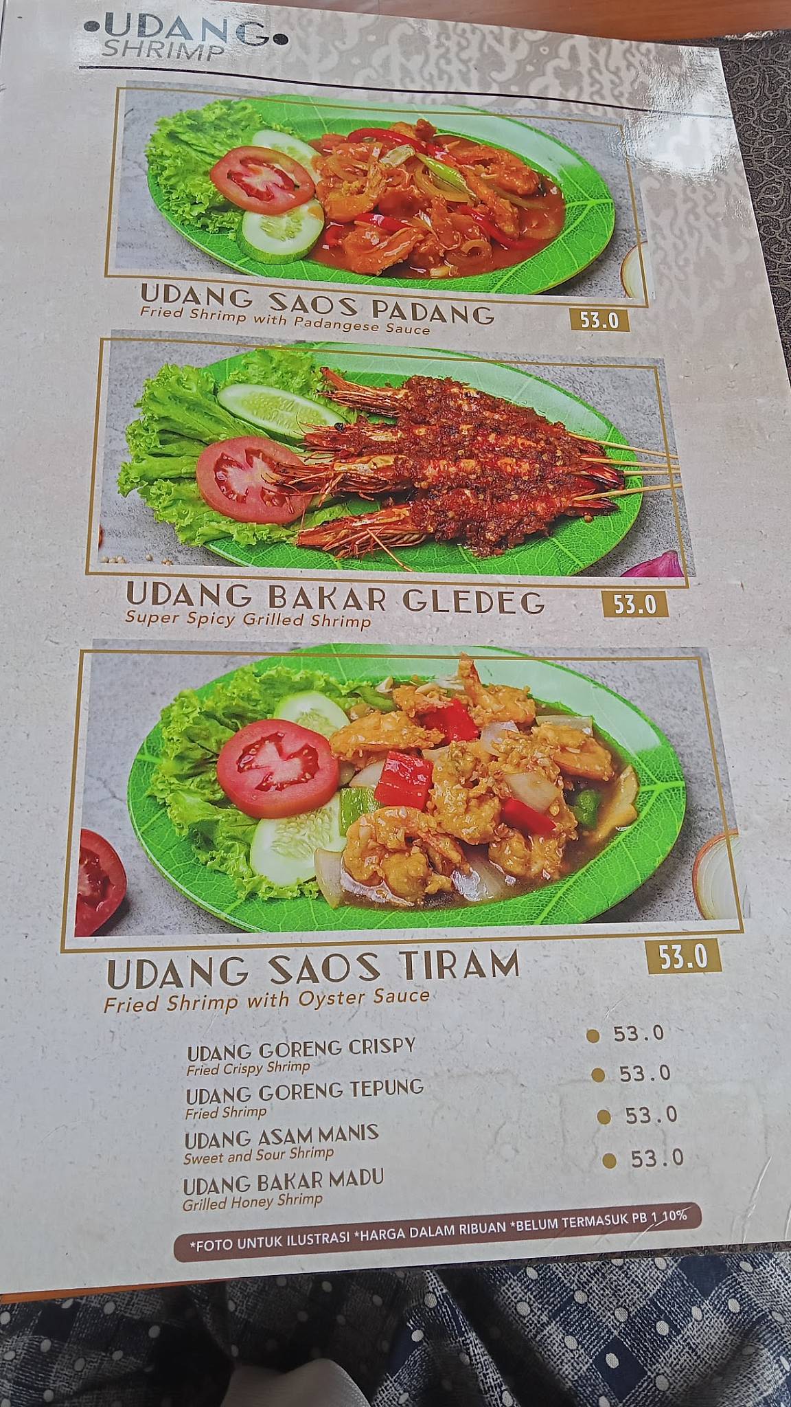 Menu at Restoran Sunda Alam Sari Deltamas restaurant, Bekasi Regency