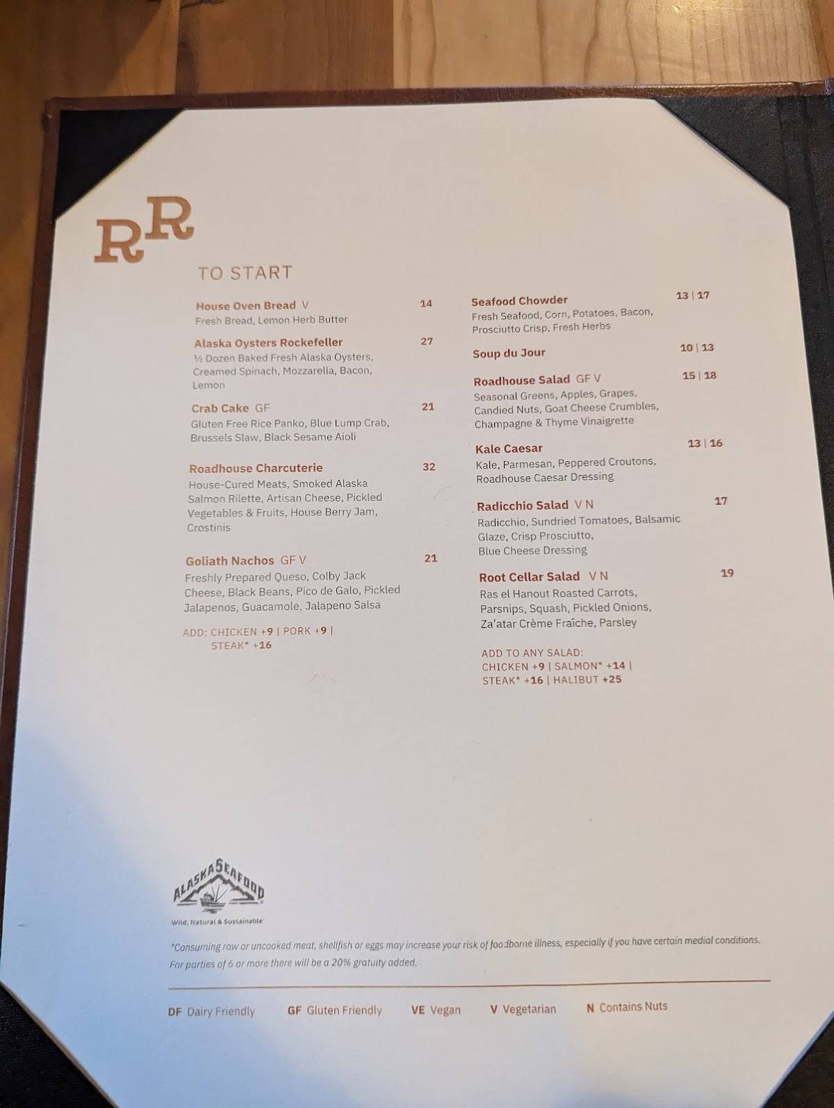 Menu at Resurrection Roadhouse restaurant, Seward, Herman Leirer Rd
