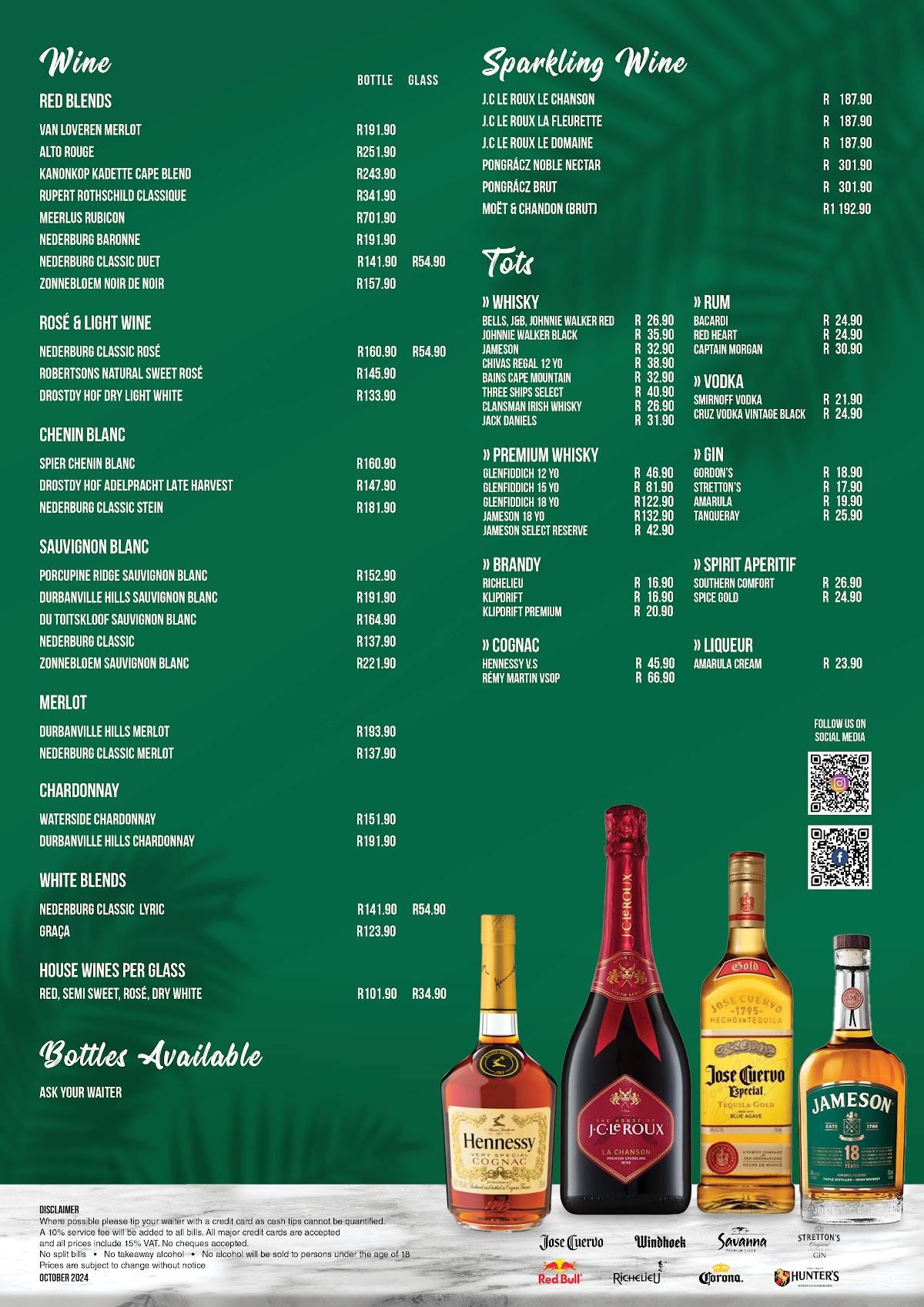 Menu at Ridgeback Village Restaurant, Pretoria, 129 South St