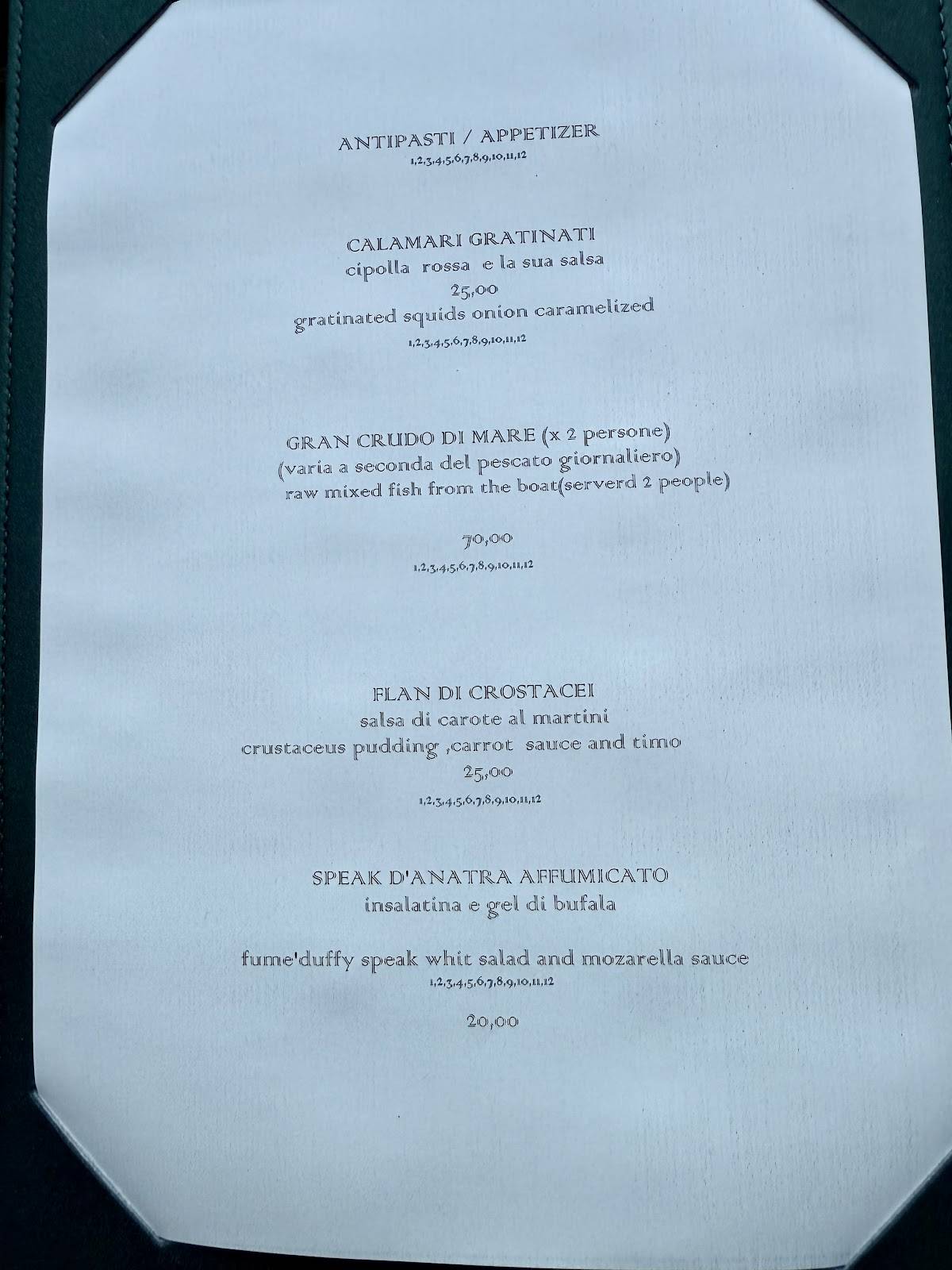 Menu at Rio Bistro restaurant, Riomaggiore, Via San Giacomo