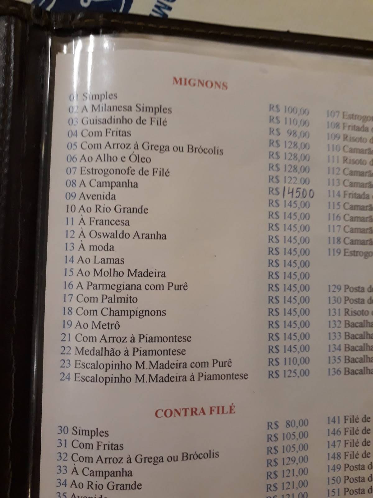 Menu em Café Lamas, Rio de Janeiro, R Marquês de Abrantes 18