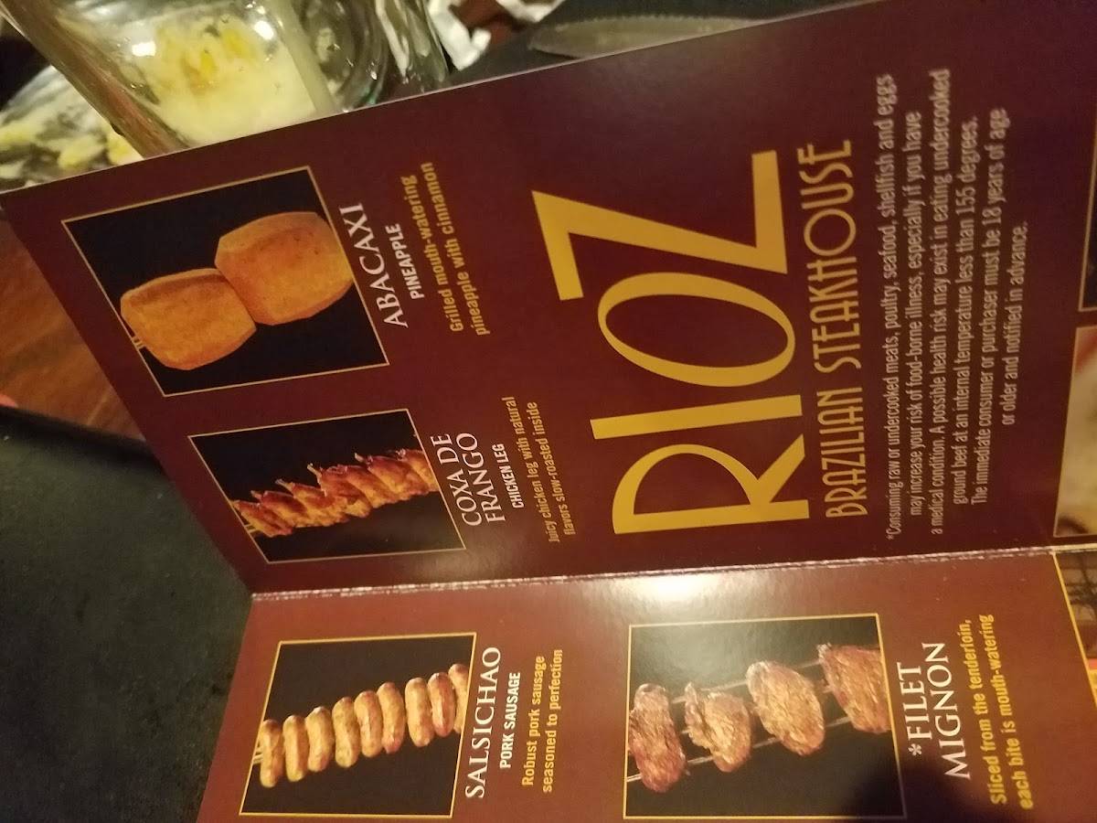 Menu at Braza Do Sul Brazilian Steakhouse, Columbia