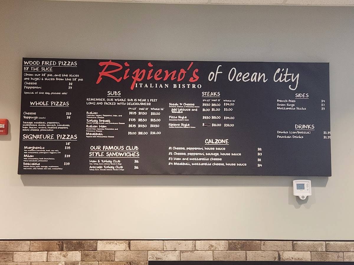 Menu at Ripieno's Italian Bistro On Shady Grove pizzeria, Gaithersburg
