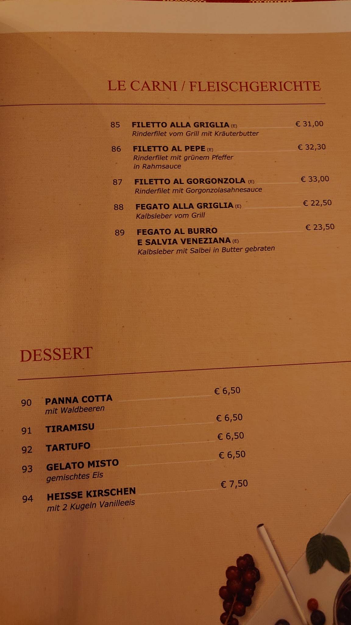Menu at Ristorante Andulino Uno restaurant, Hoyerswerda