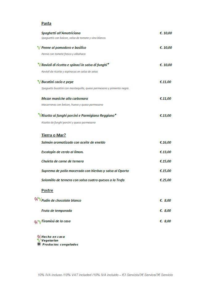 Menu da Ristorante Batik, Roma