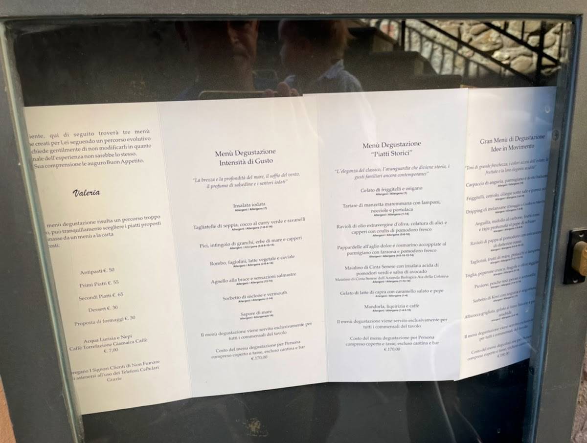 Menu da Ristorante Caino, Montemerano