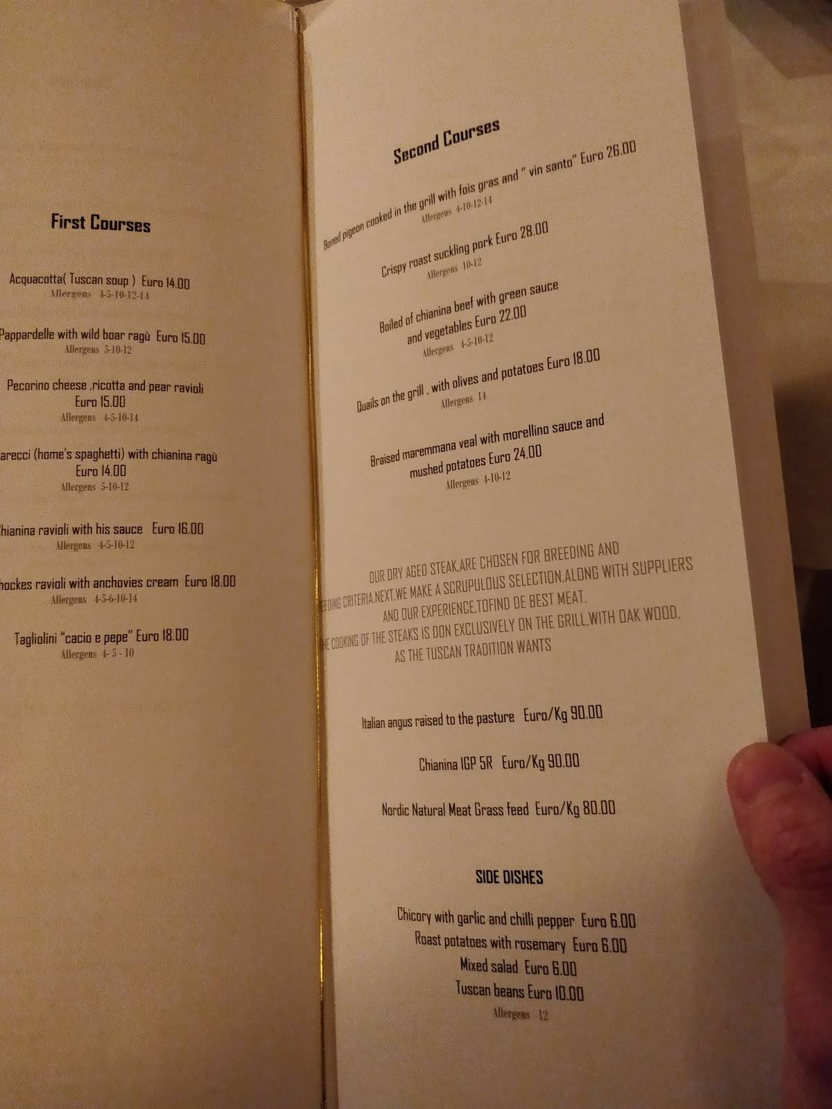 Menu at Ristorante I Due Cippi dal 1976, Saturnia