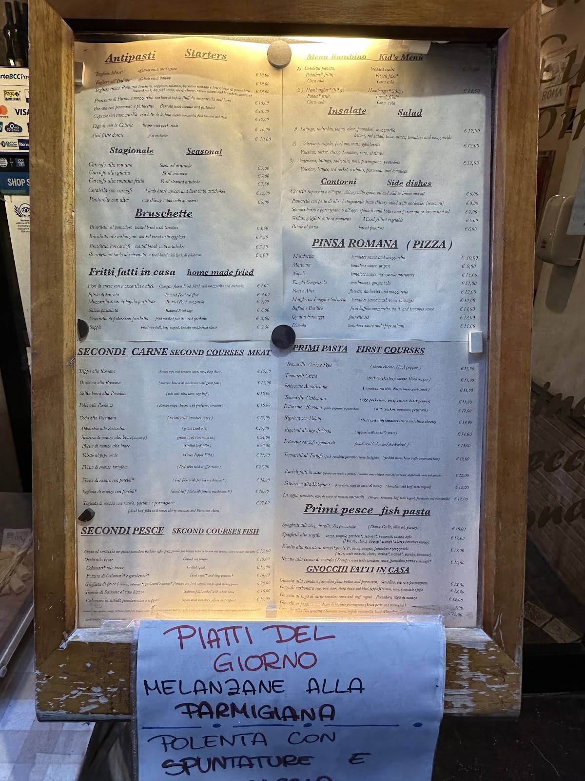 Menu at Ristorante Pinseria Da Massi, Rome