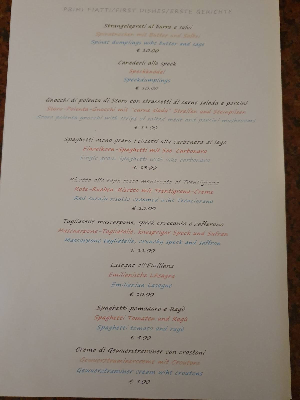 Menu at Ristorante Pizzeria Da Lucio, Ballino