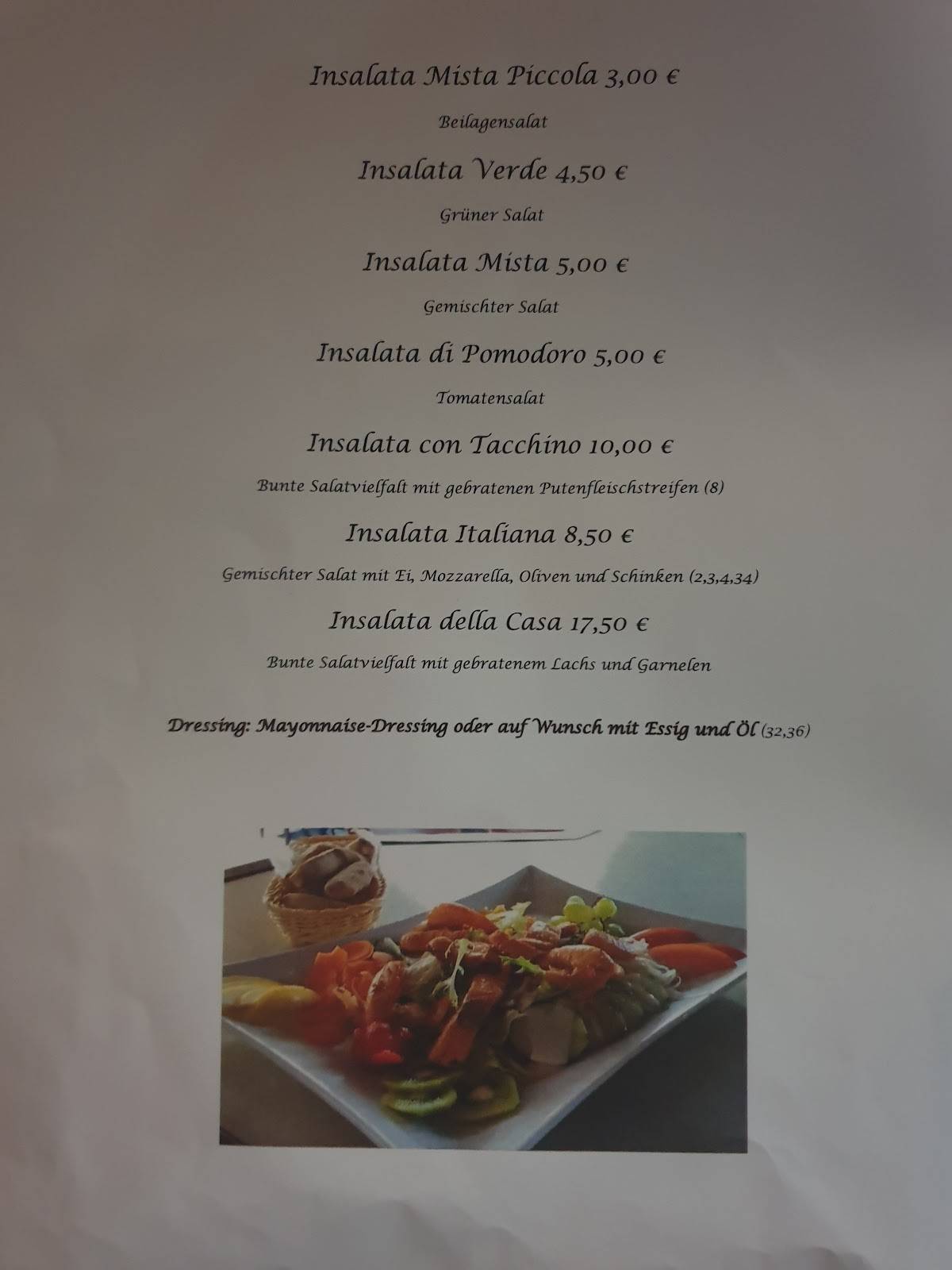 Speisekarte von Ristorante da Pinuccio restaurant, Neuenbürg