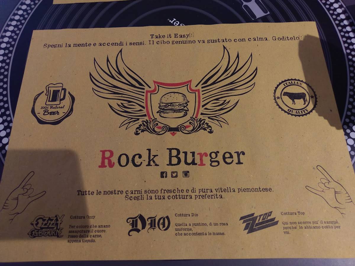 Menu da Rock Burger® Centro ristorante, Torino