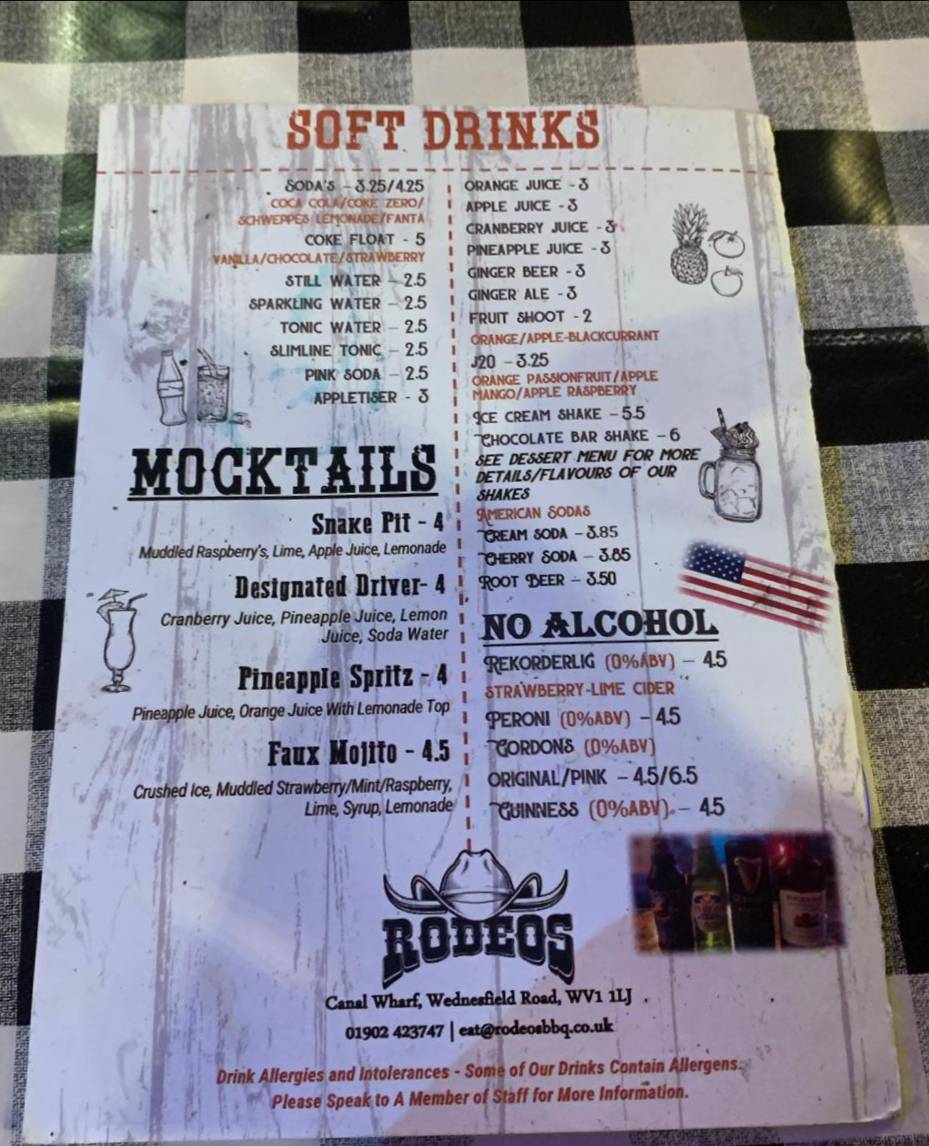 Menu at Rodeos BBQ - Wolverhampton, Wolverhampton