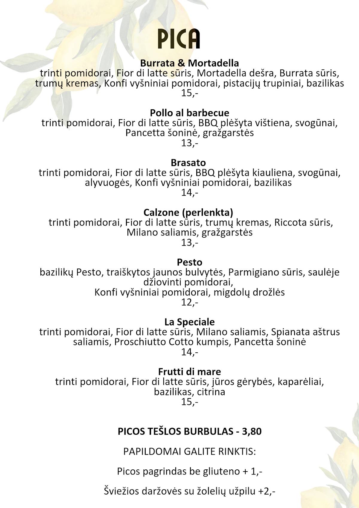 Menu at Restoranas "PESTO" restaurant, Rokiškis