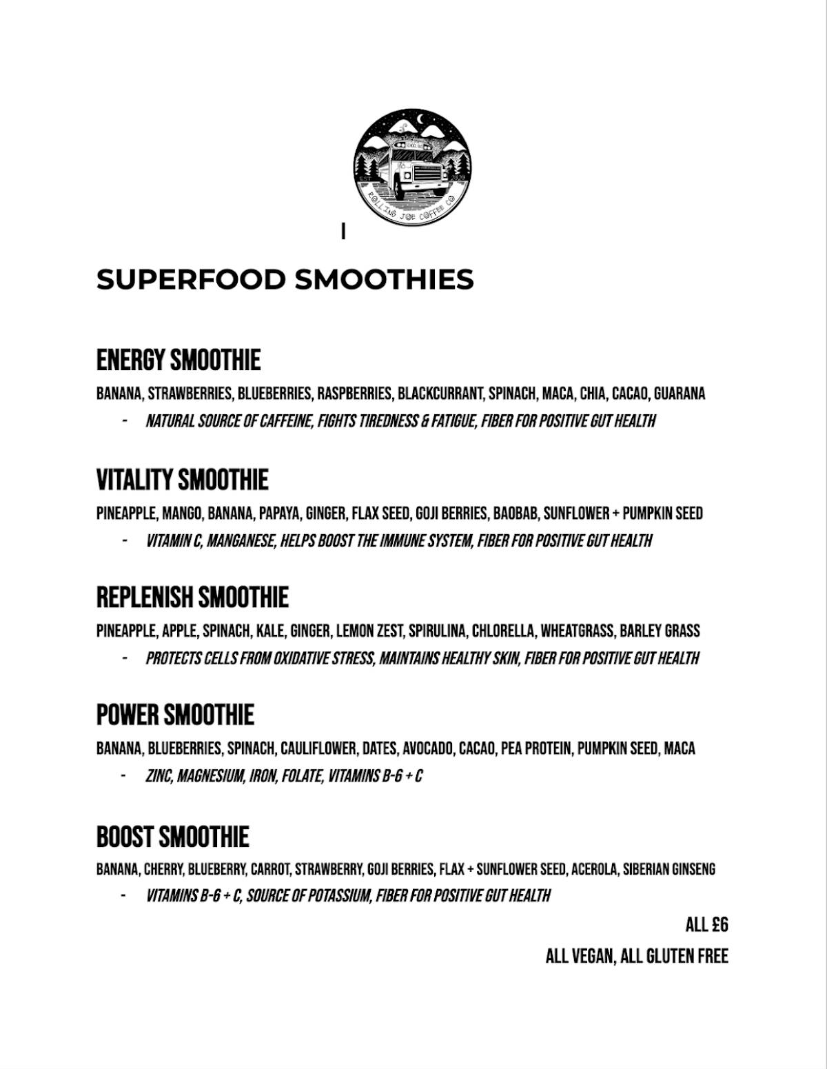 Menu at Rolling Joe Coffee Co restaurant, Newquay, Rolling Joe Coffee ...