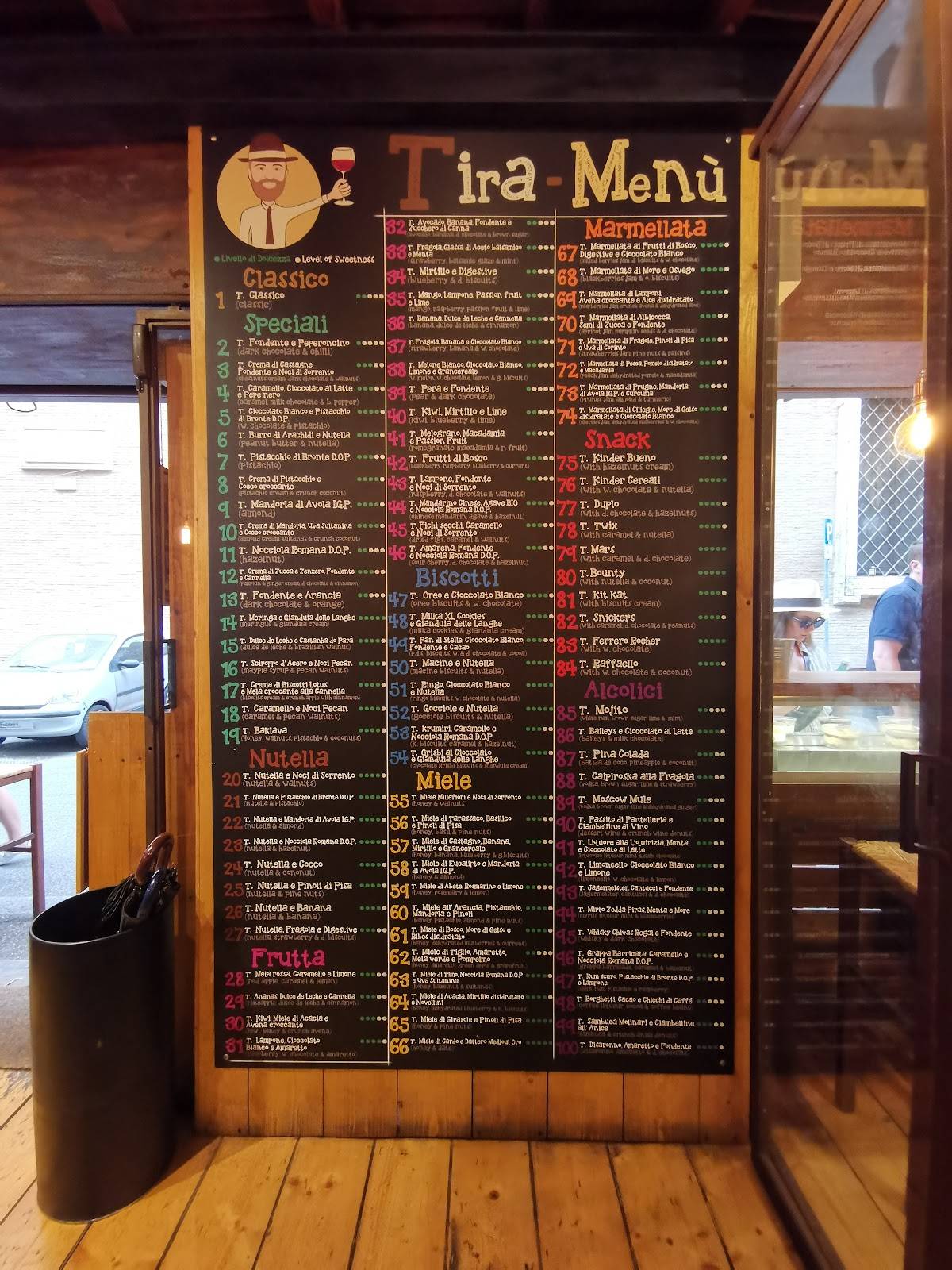 Menu at Mr. 100 Tiramisù pub & bar, Rome, Via dei Sediari