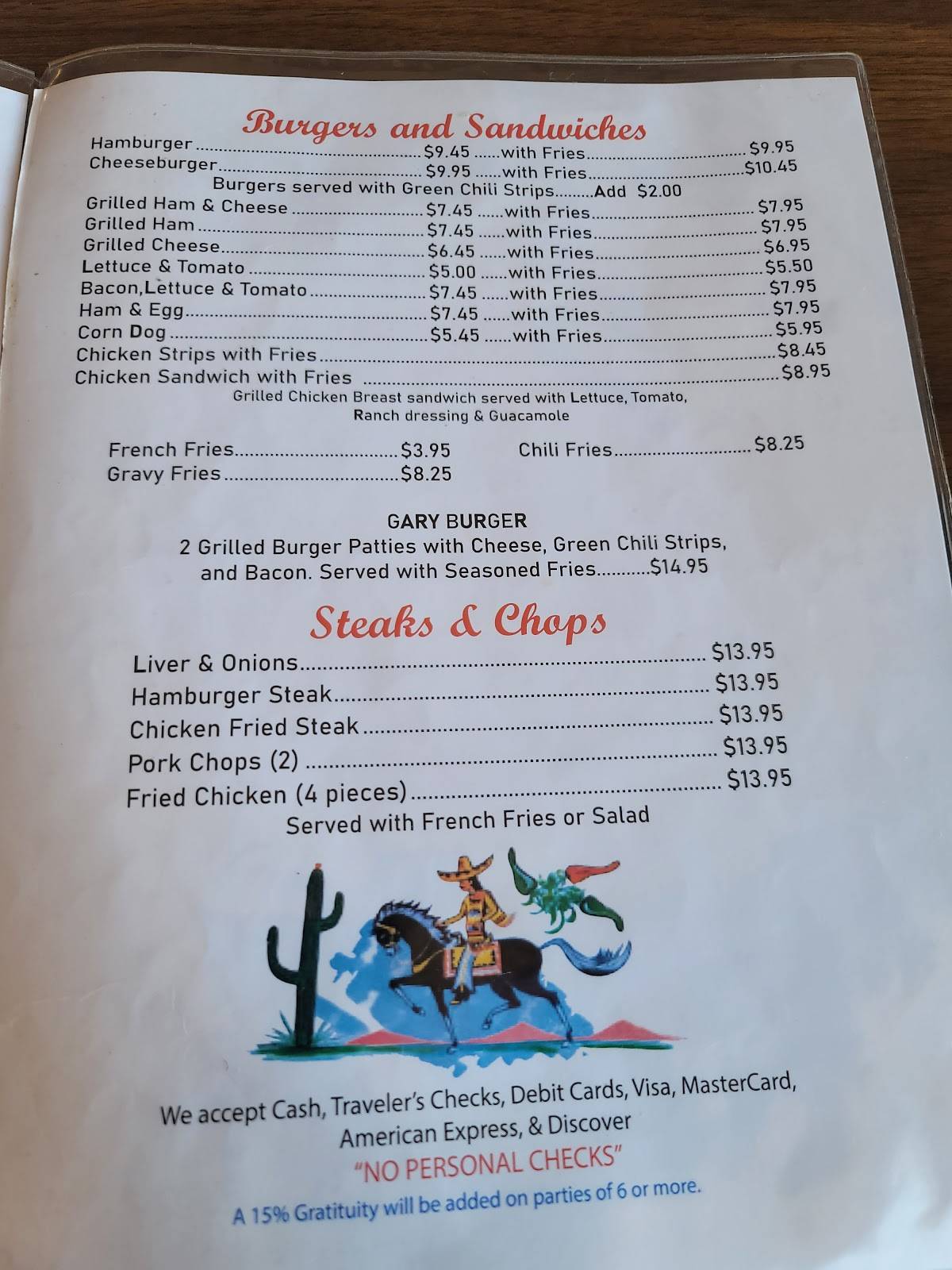 Menu at Romo's Restaurant, Holbrook