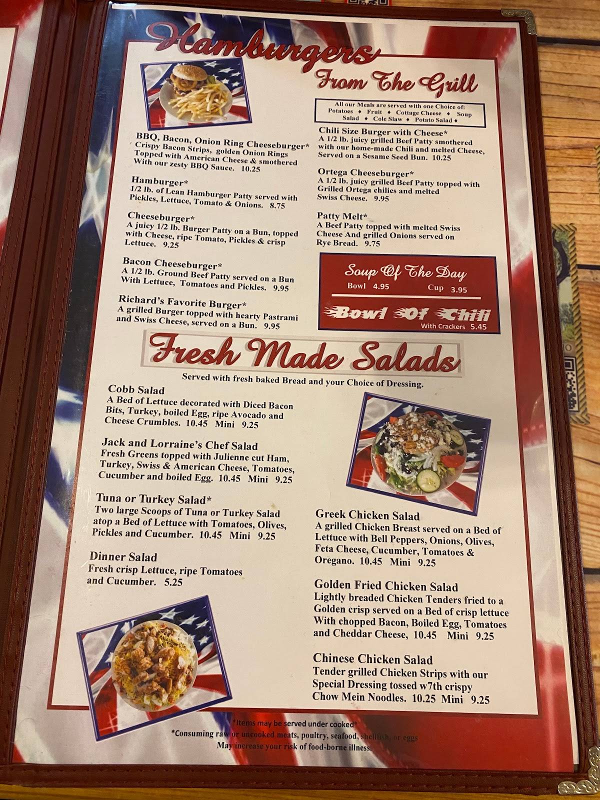 Menu at Ronnie's Cafe, Glendale