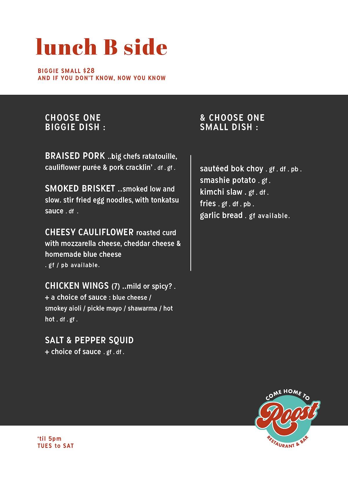 Menu at Roost Restaurant & Bar, Whangarei