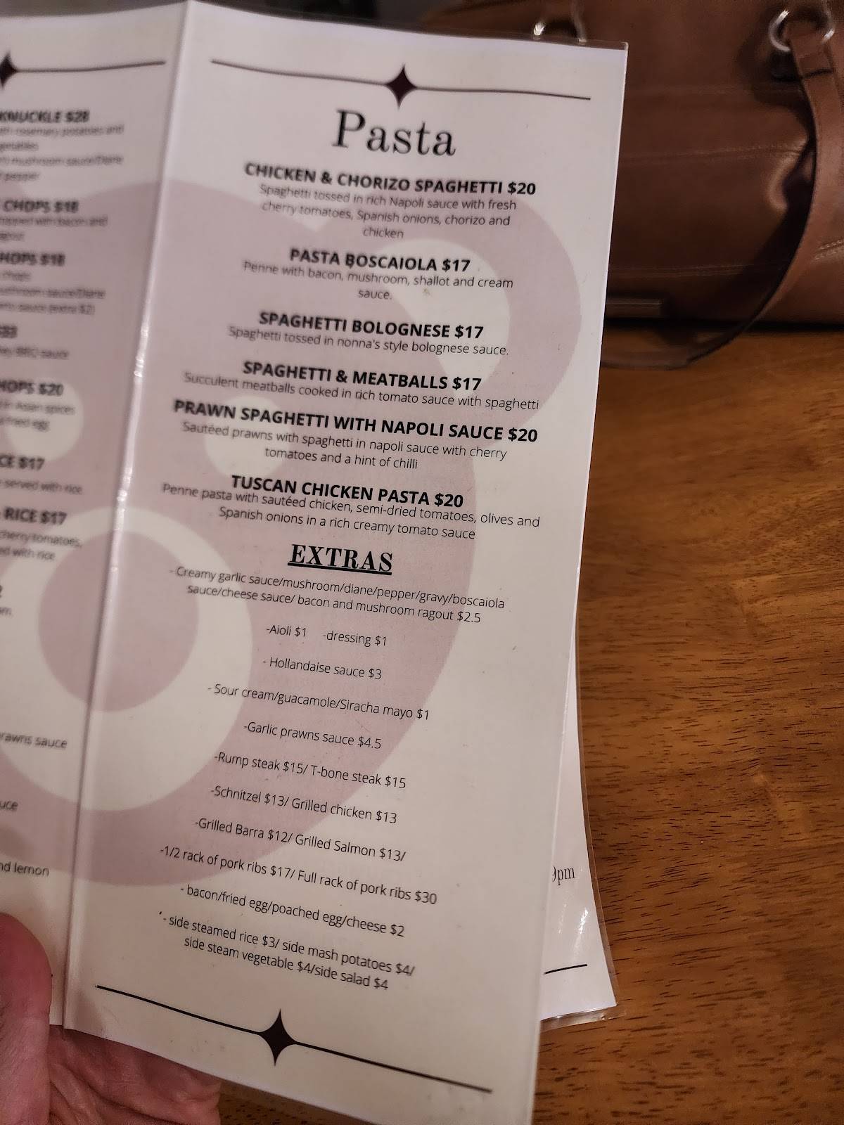 Menu at Imperial Hotel restaurant, Rooty Hill