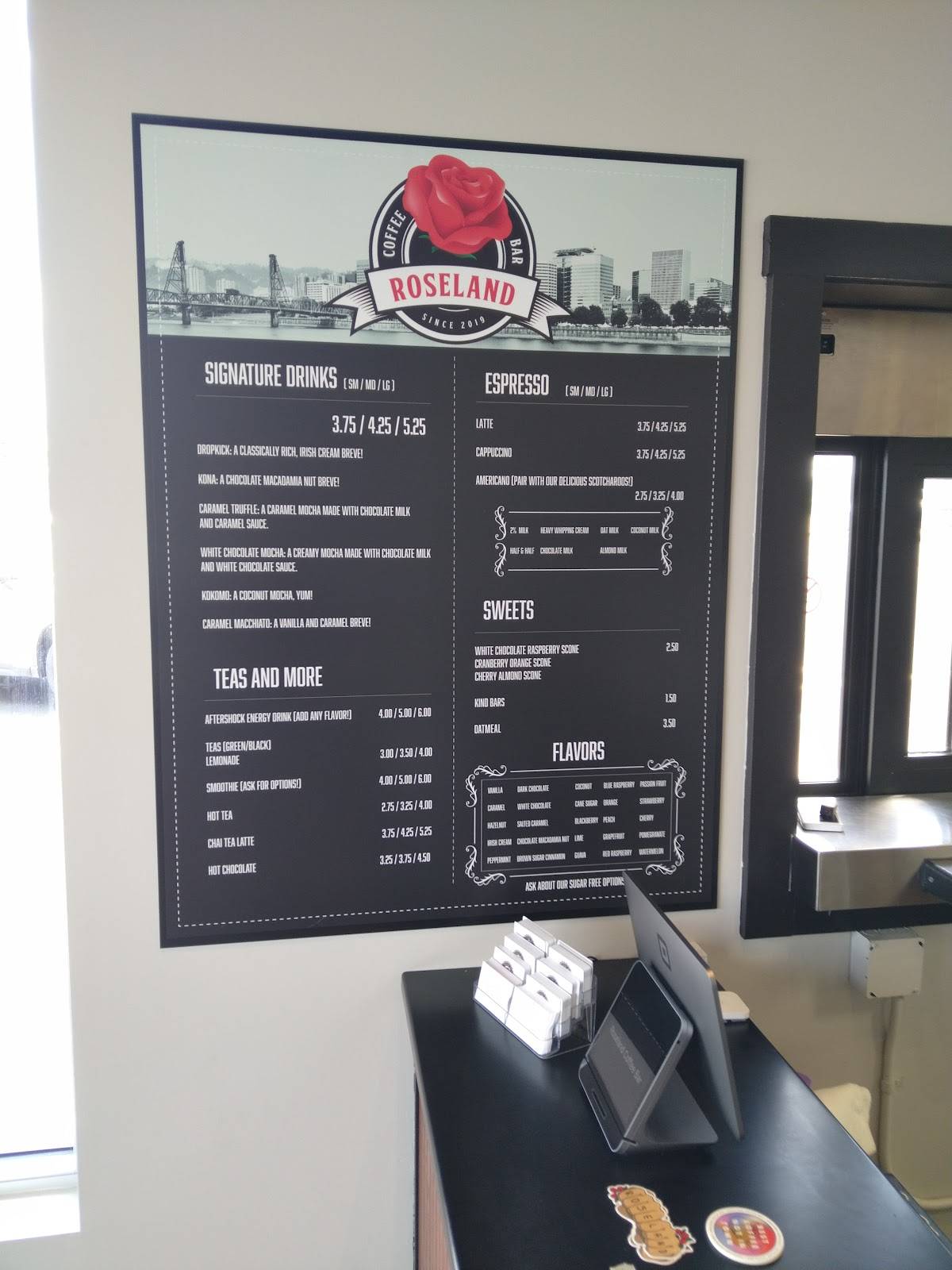 Menu at Roseland Coffee Bar, Belpre